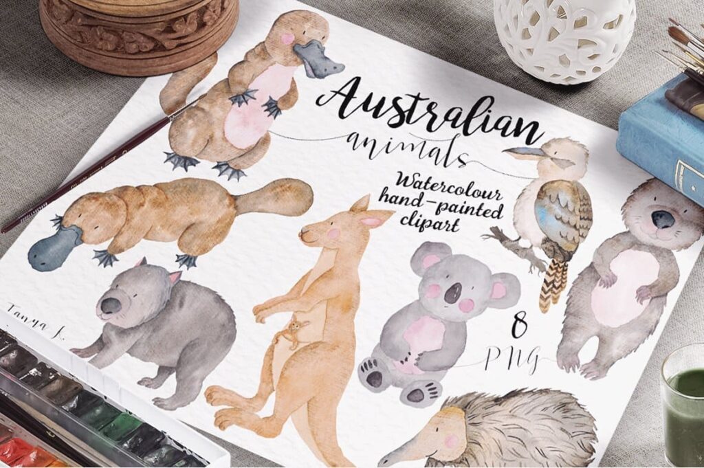 Australian Animals Watercolor Set – MasterBundles