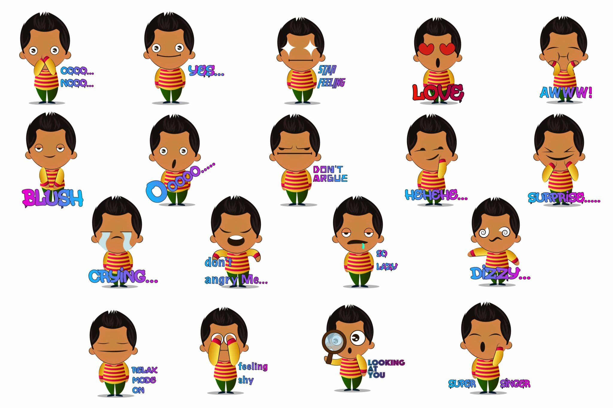 18 Boy Emoticon Or Stickers Character Collection – MasterBundles
