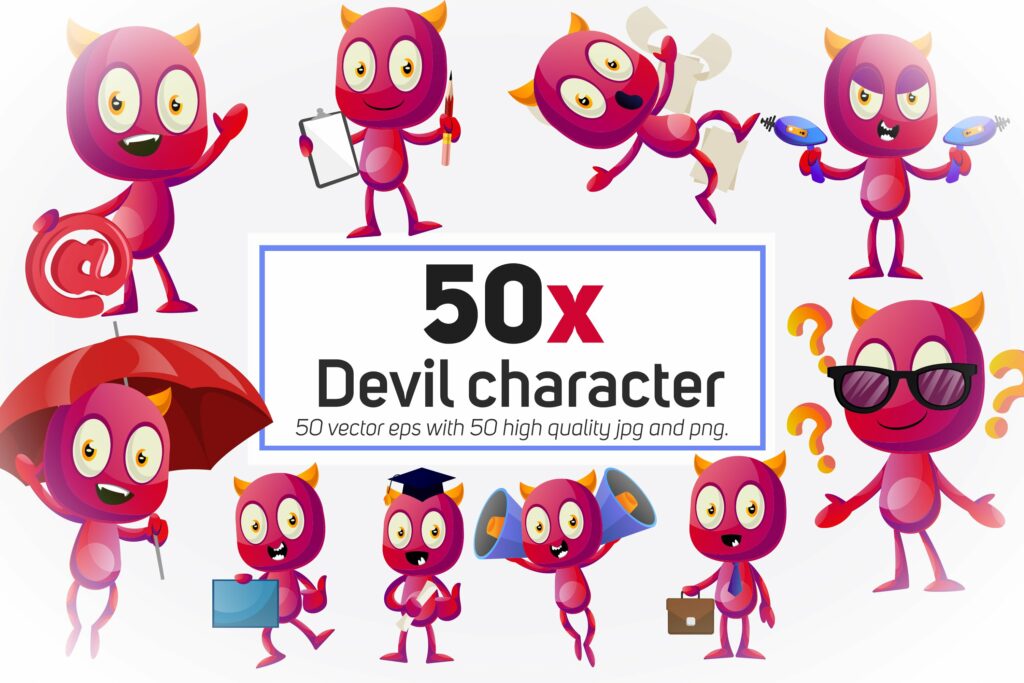 50 Devil Character Collection Illustration – MasterBundles
