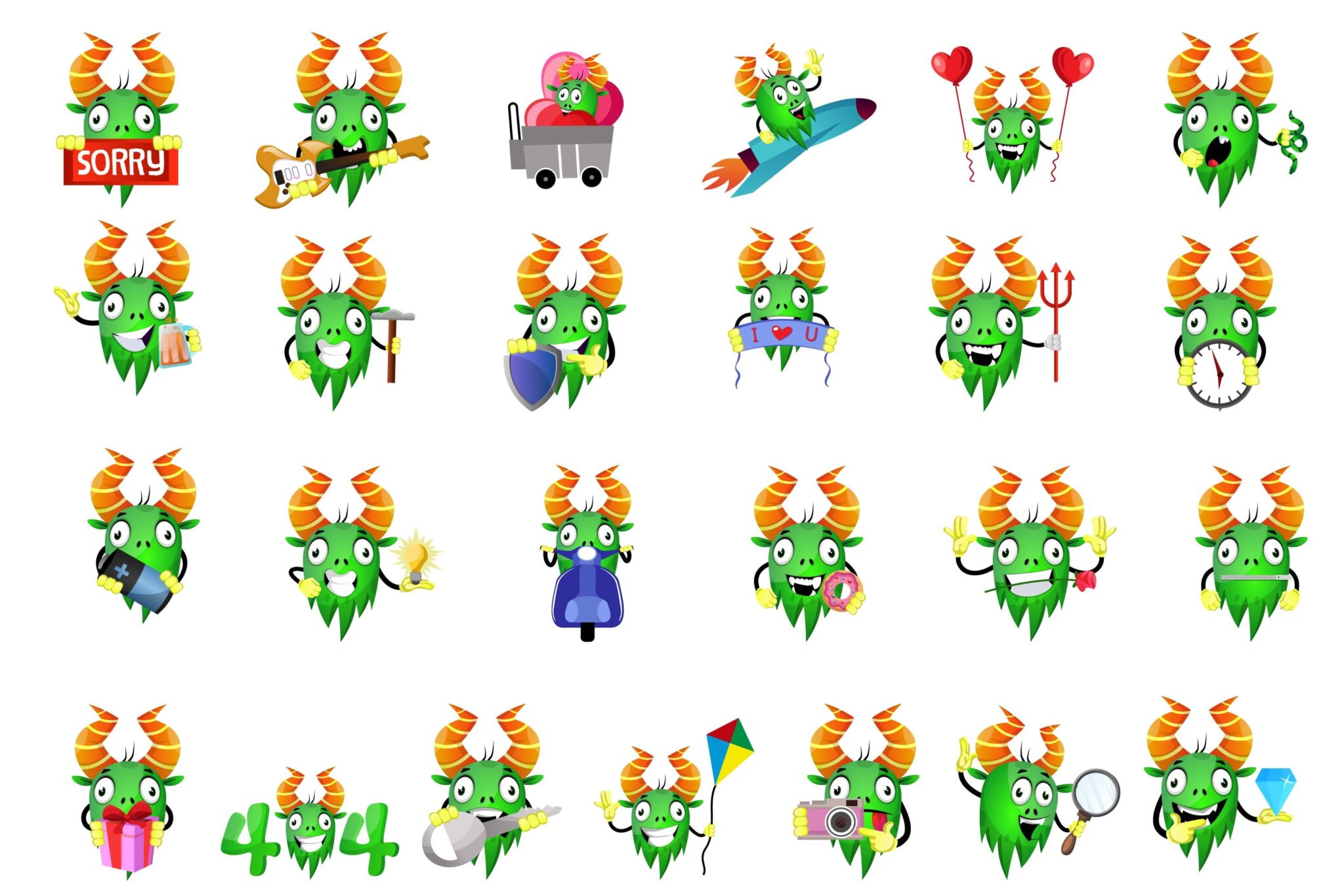 50 Monster Expressions Or Emoticon Collection Illustration – MasterBundles
