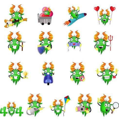 50 Monster Expressions Or Emoticon Collection Illustration | MasterBundles