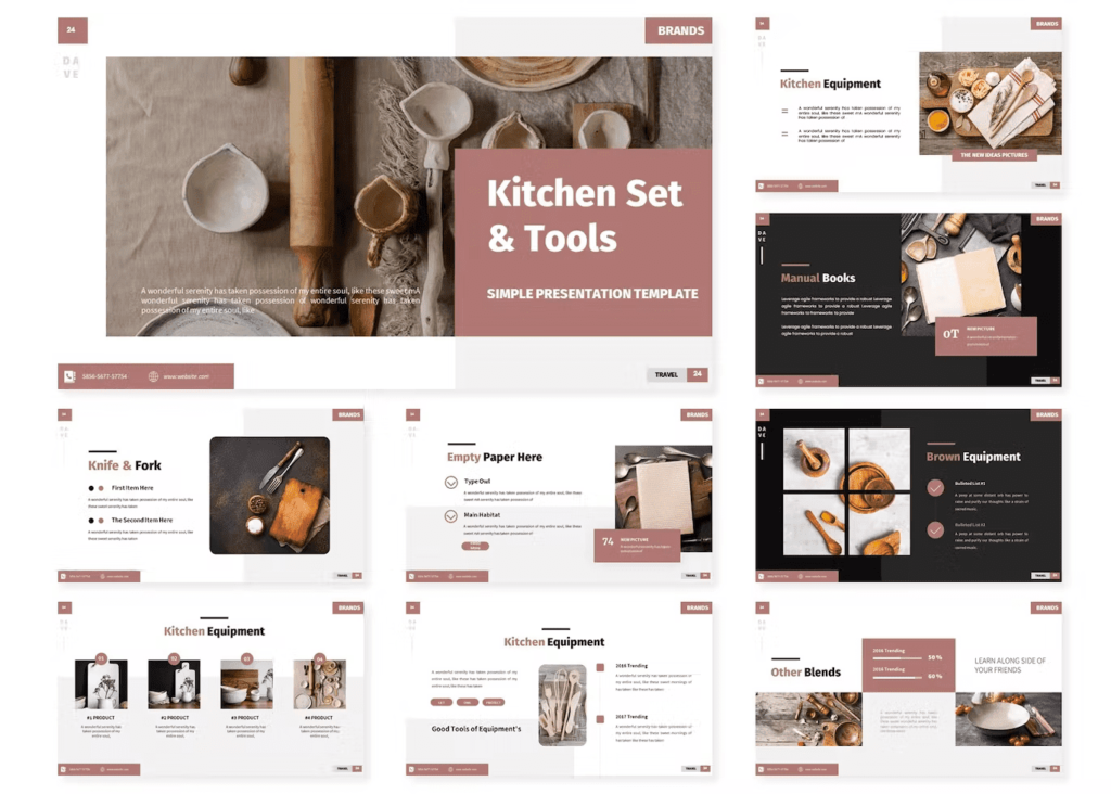 Kitchen Set & Tools PowerPoint Template – MasterBundles