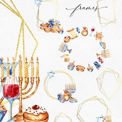Hanukkah Watercolor Jewish Holiday Clipart Religious | Master Bundles