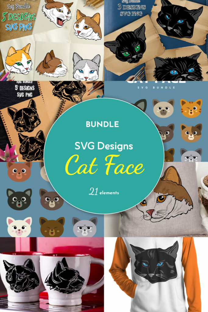 Cat Face SVG Designs Bundle – MasterBundles