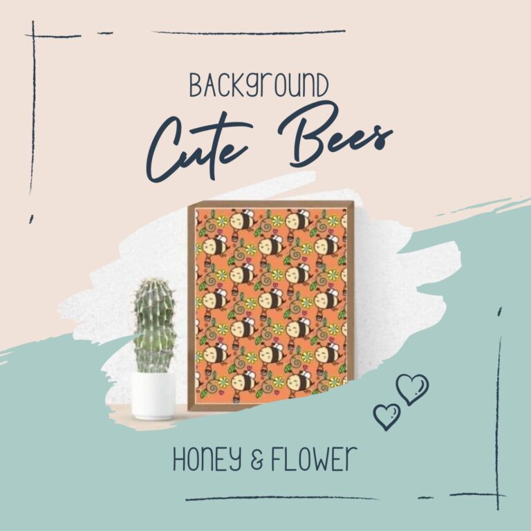 Cute Bees With Honey & Flower Background – MasterBundles