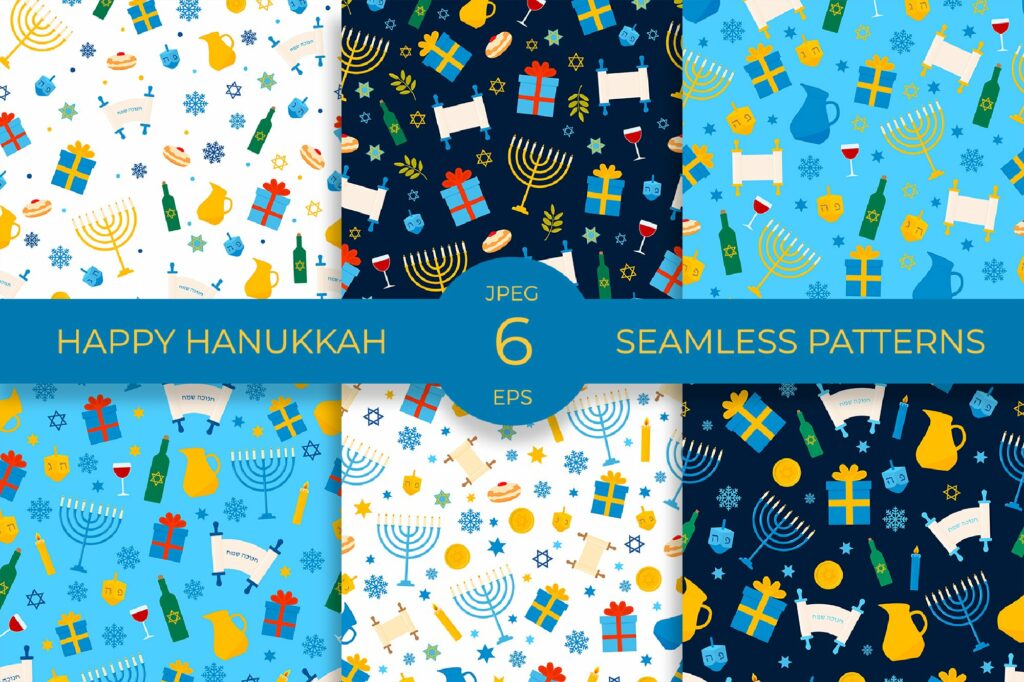 Hanukkah Digital Paper. Jewish Seamless Patterns. – MasterBundles