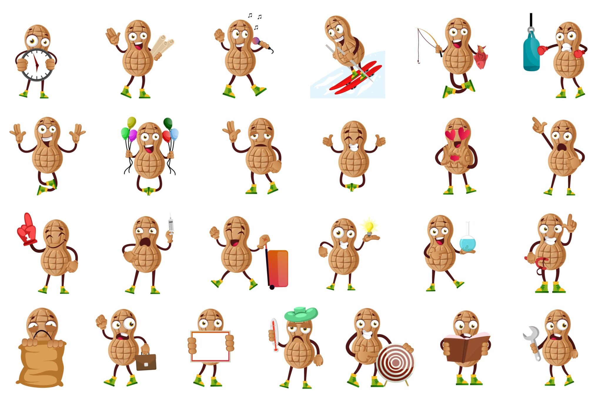 50 Peanut Character Or Mascot In Different Situation – MasterBundles