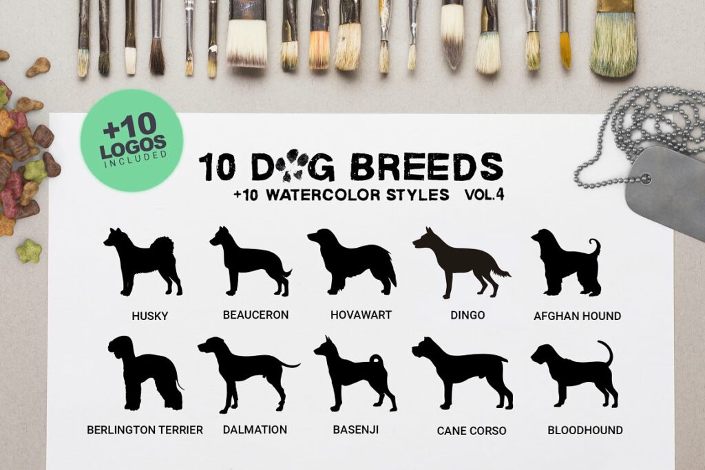 10 Dog Breeds Logos Vol.4 – MasterBundles