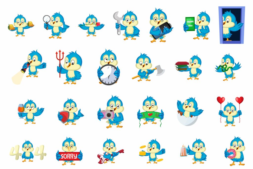 50 Blue Bird Character Collection Illustration – MasterBundles