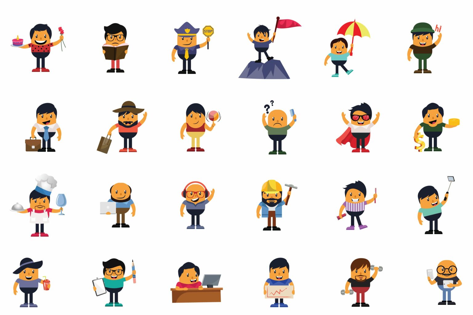 49 Expressive Character Collection Illustration – MasterBundles