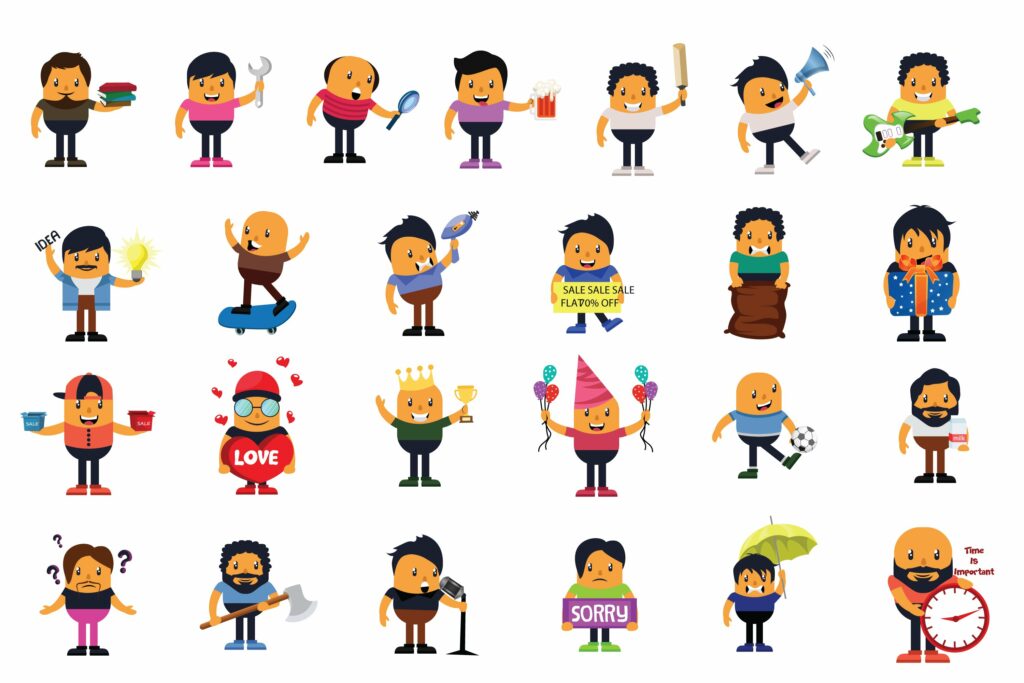 49 Expressive Character Collection Illustration – MasterBundles