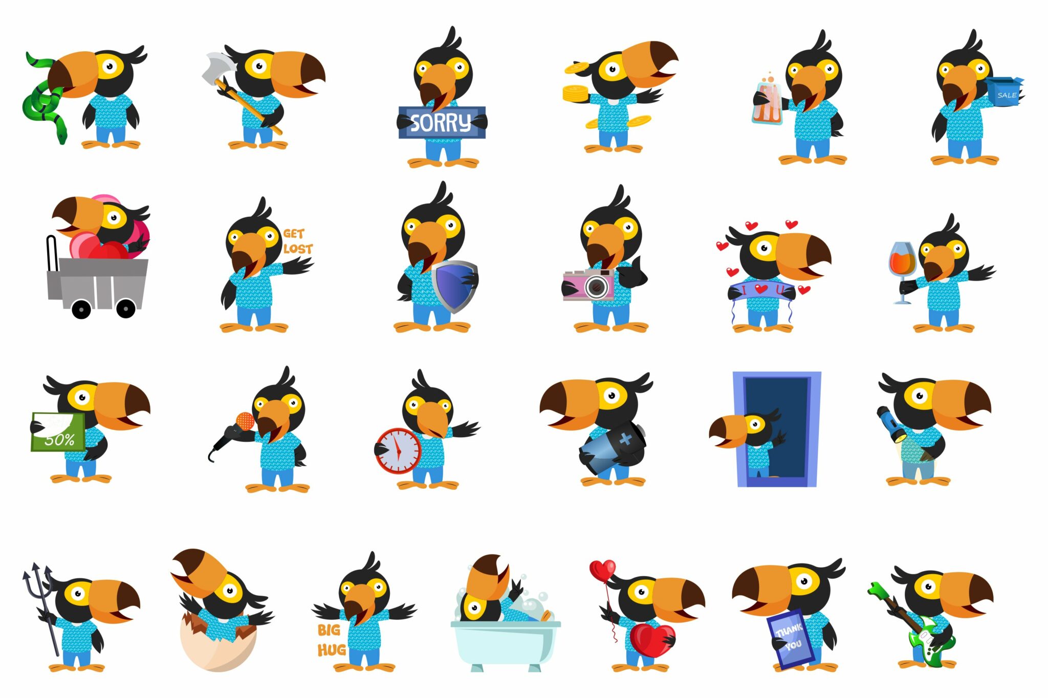 50 Toucan Bird Character Or Sticker Collection Illustration – MasterBundles