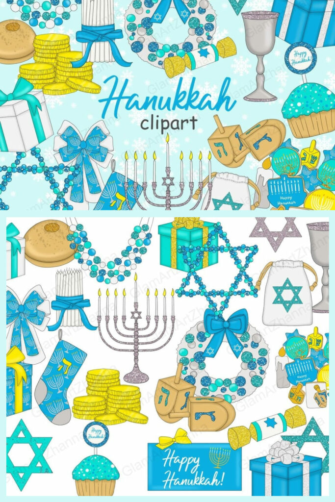 Hanukkah Clipart Dreidel Menorah PNG – MasterBundles