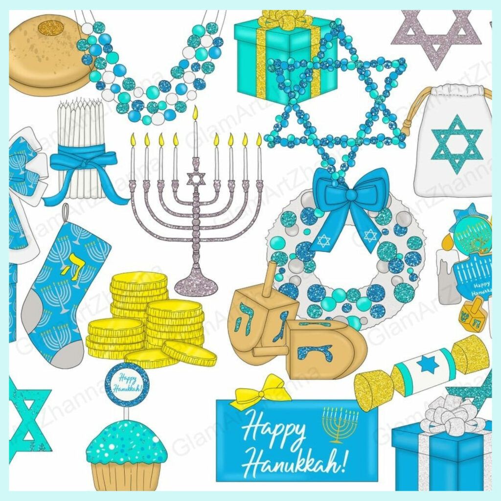 Hanukkah Clipart Dreidel Menorah PNG – MasterBundles