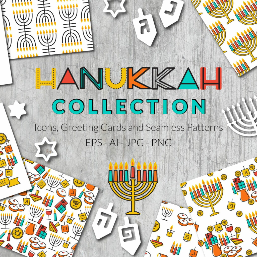 Hanukkah Collection - Icons, Patterns And Cards – MasterBundles