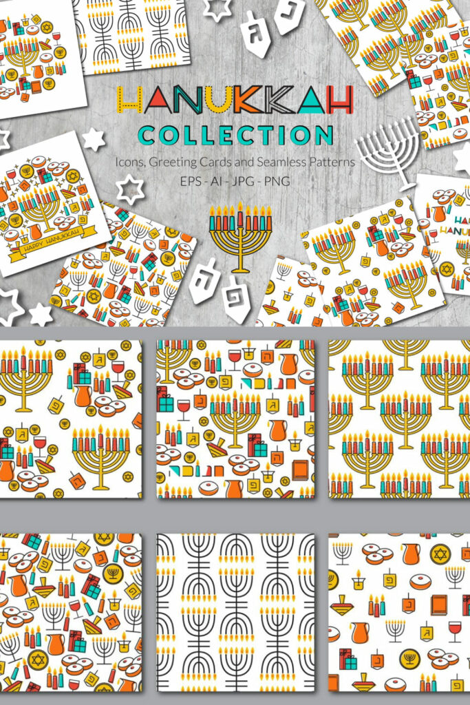 Hanukkah Collection - Icons, Patterns And Cards – MasterBundles