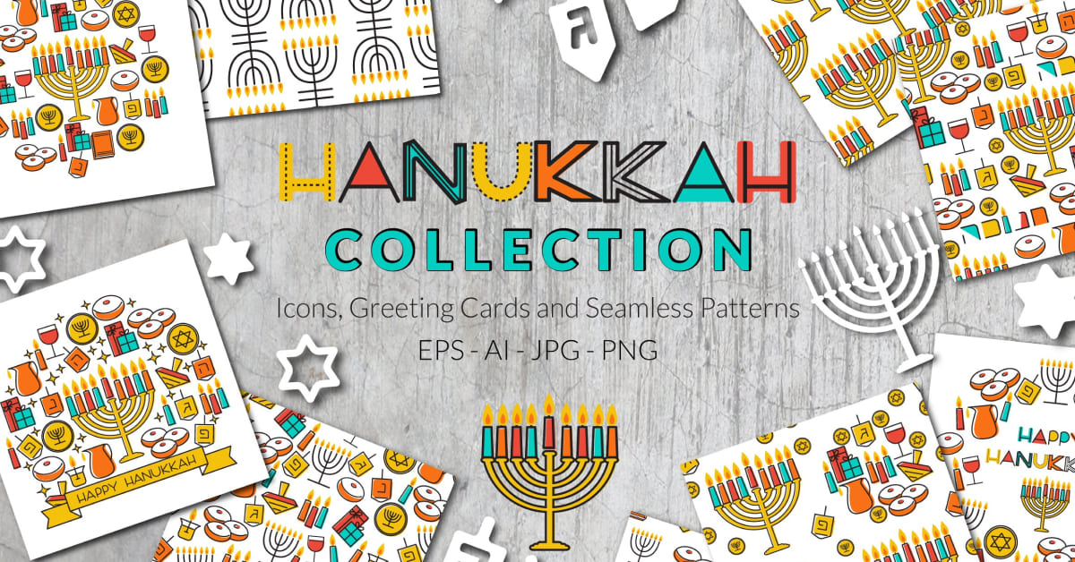 Hanukkah Collection - Icons, Patterns And Cards – MasterBundles