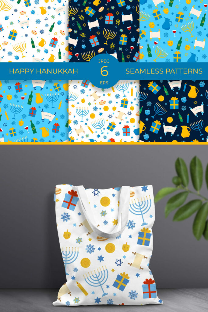 Hanukkah Digital Paper. Jewish Seamless Patterns. – MasterBundles