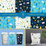 Hanukkah Digital Paper. Jewish Seamless Patterns. – MasterBundles