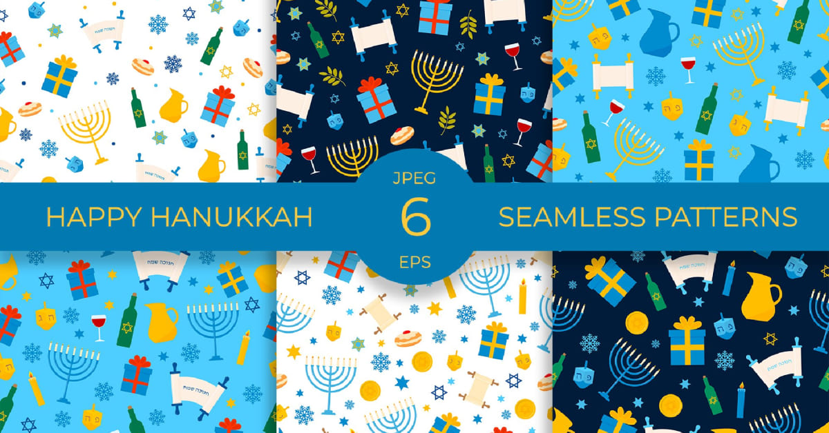 Hanukkah Digital Paper. Jewish Seamless Patterns. – MasterBundles