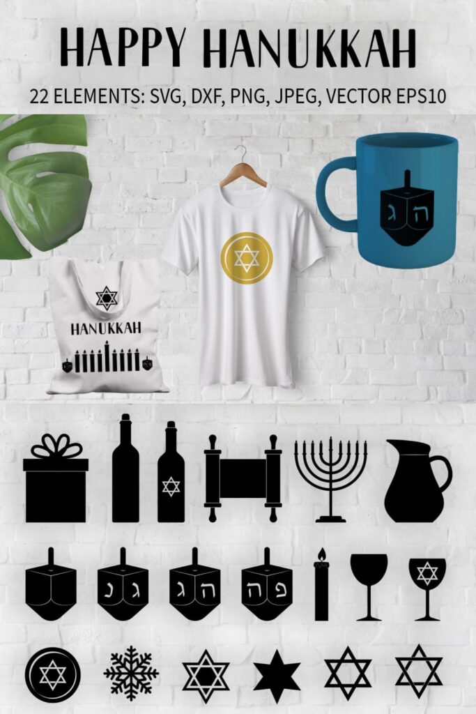 Hanukkah SVG Bundle. Chanukah Silhouettes Cut Files Clipart ...