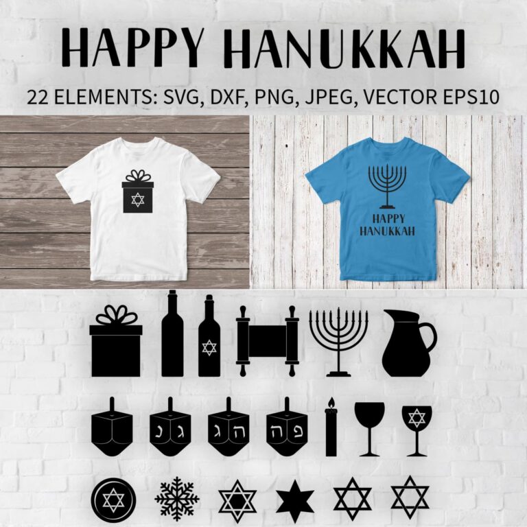 Hanukkah SVG Bundle. Chanukah Silhouettes Cut Files Clipart ...
