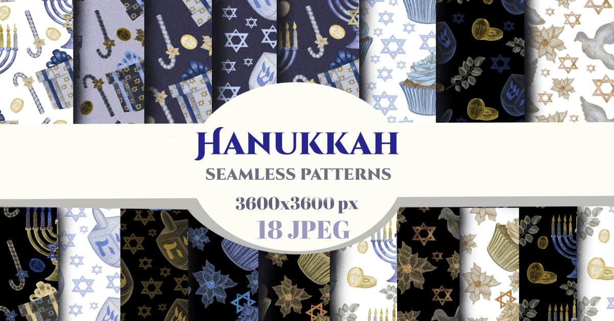 Hanukkah Trendy Seamless Pattern & Digital Paper – MasterBundles