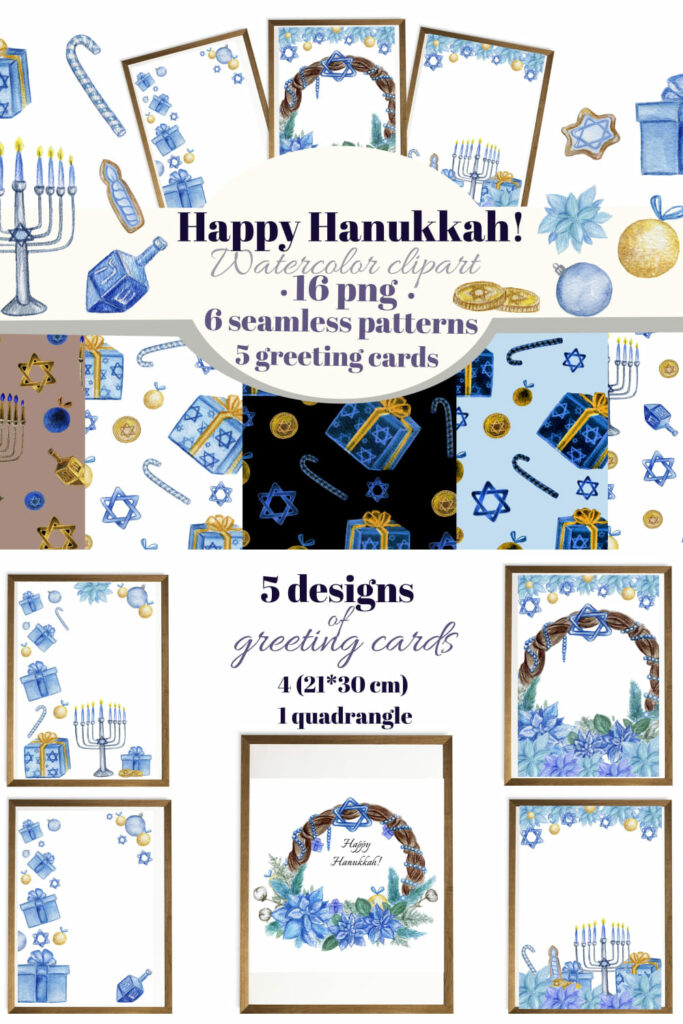 Hanukkah Watercolor Clipart Traditional Jewish Holiday Set – MasterBundles