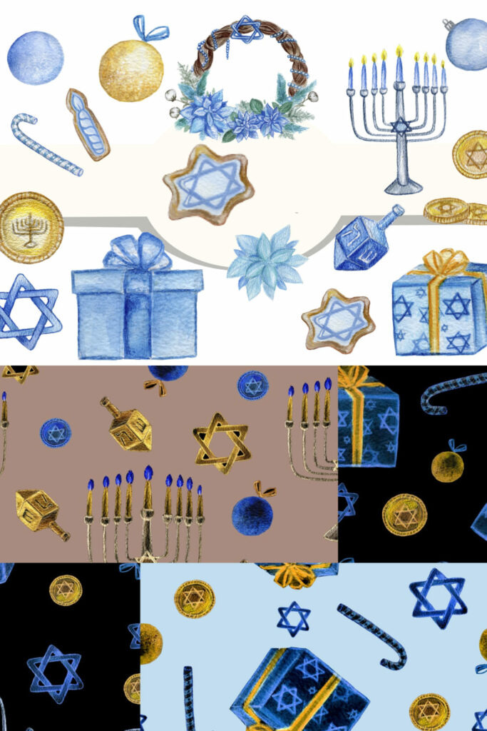 Hanukkah Watercolor Clipart Traditional Jewish Holiday Set – MasterBundles