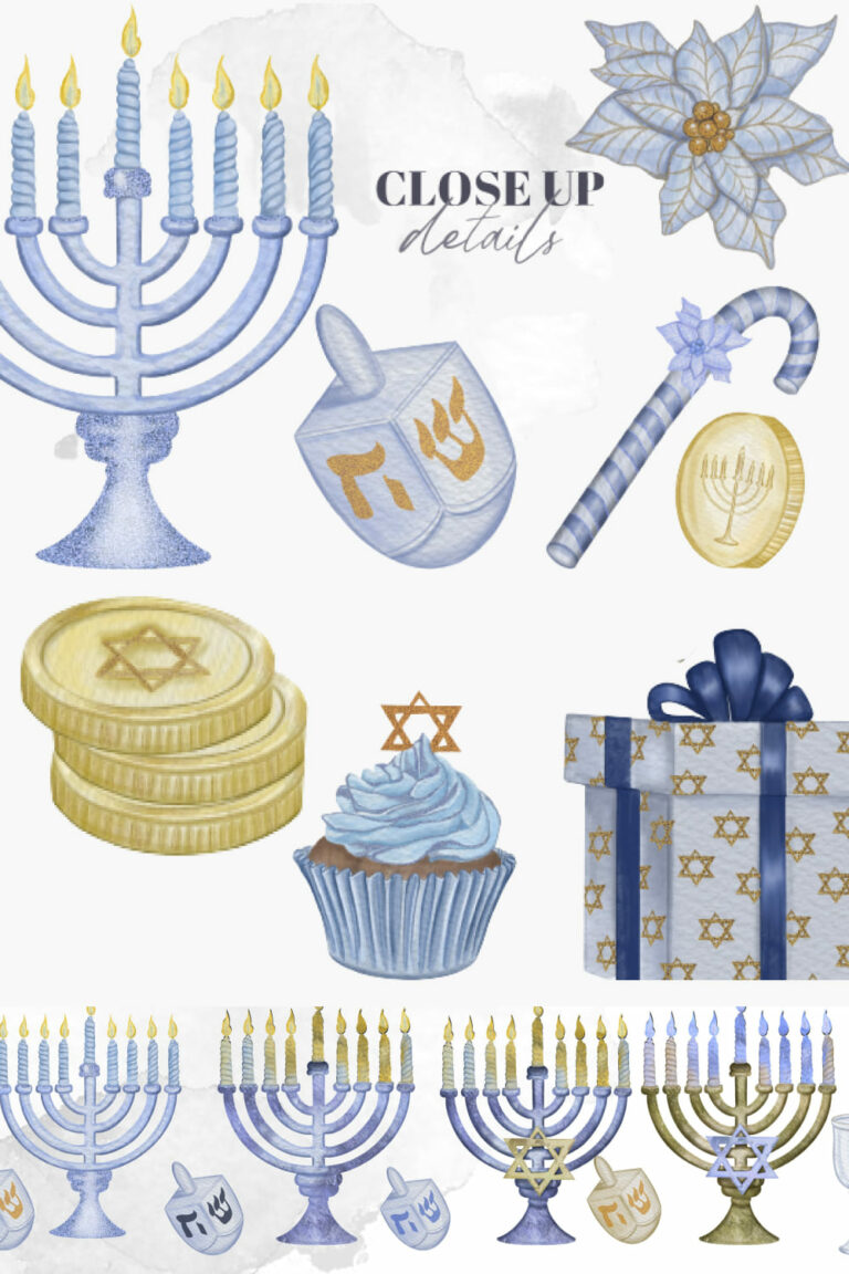 Hanukkah Watercolor Sublimation Clipart – MasterBundles