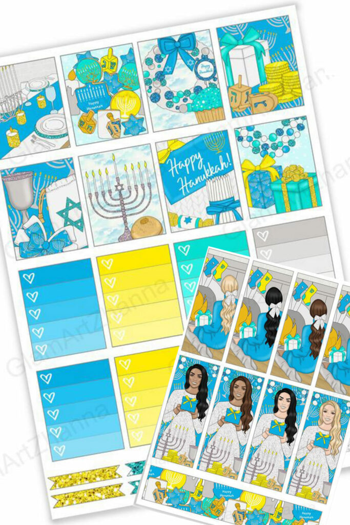 Hanukkah Winter Set Printable Stickers Box – MasterBundles