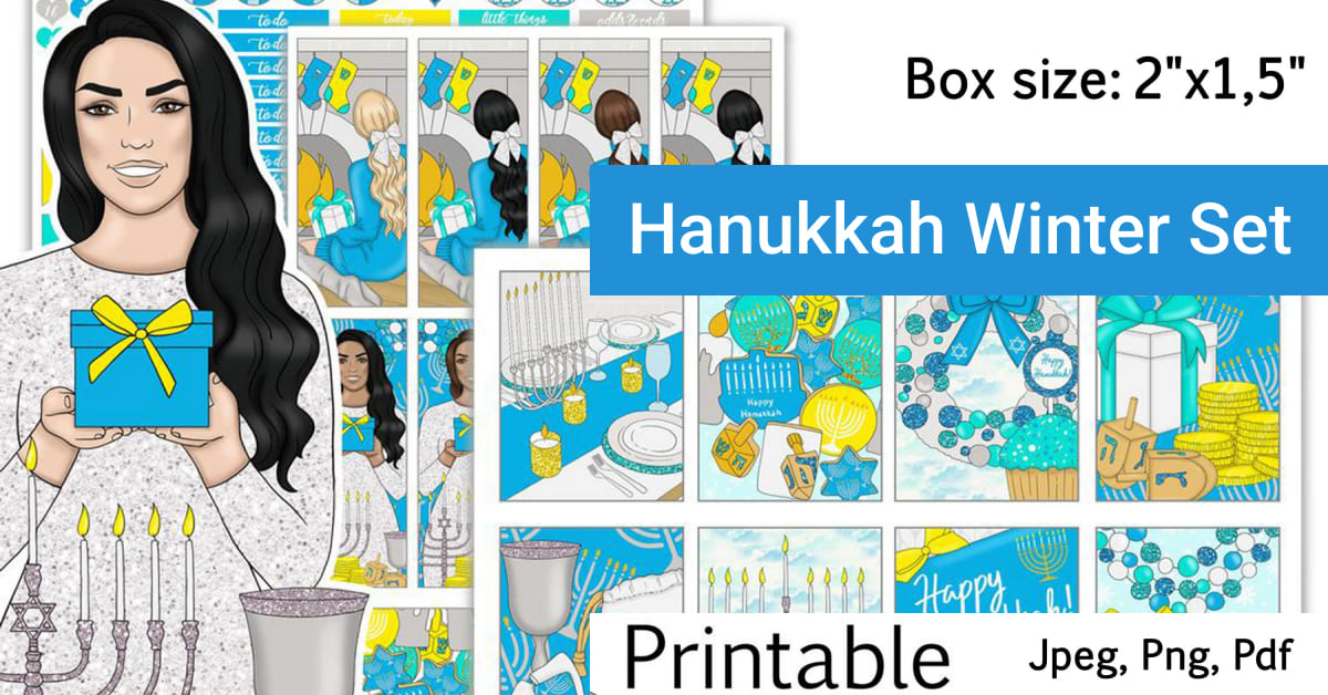 Hanukkah Winter Set Printable Stickers Box – MasterBundles