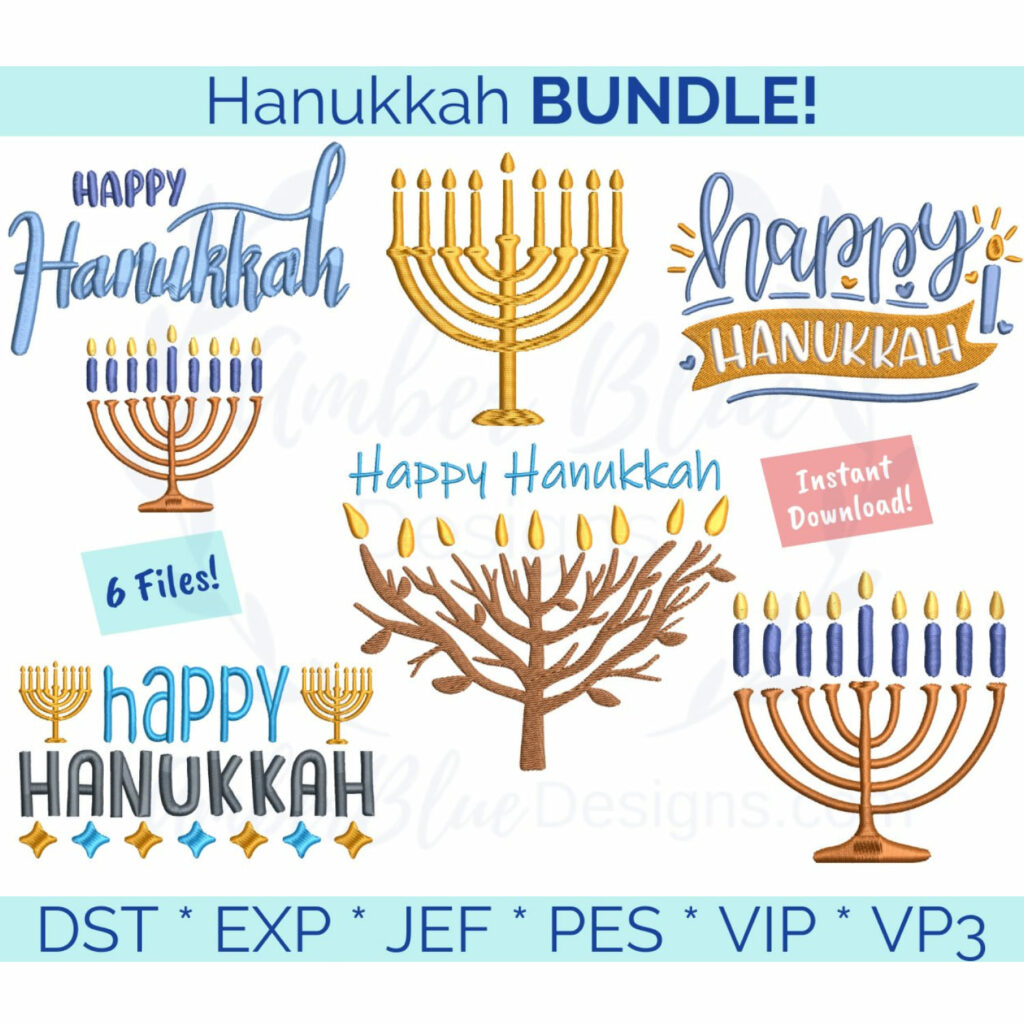 Hanukkah Round Circle Sign Bundle SVG DXF PNG | Master Bundles