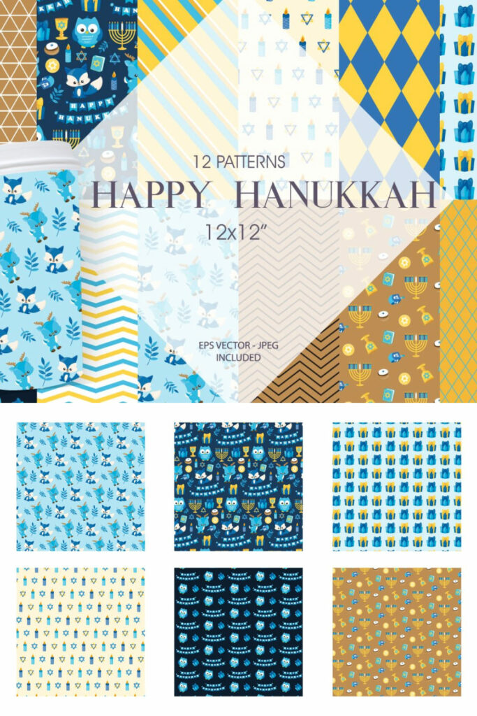 Happy Hanukkah Papers Graphic & Illustration – MasterBundles