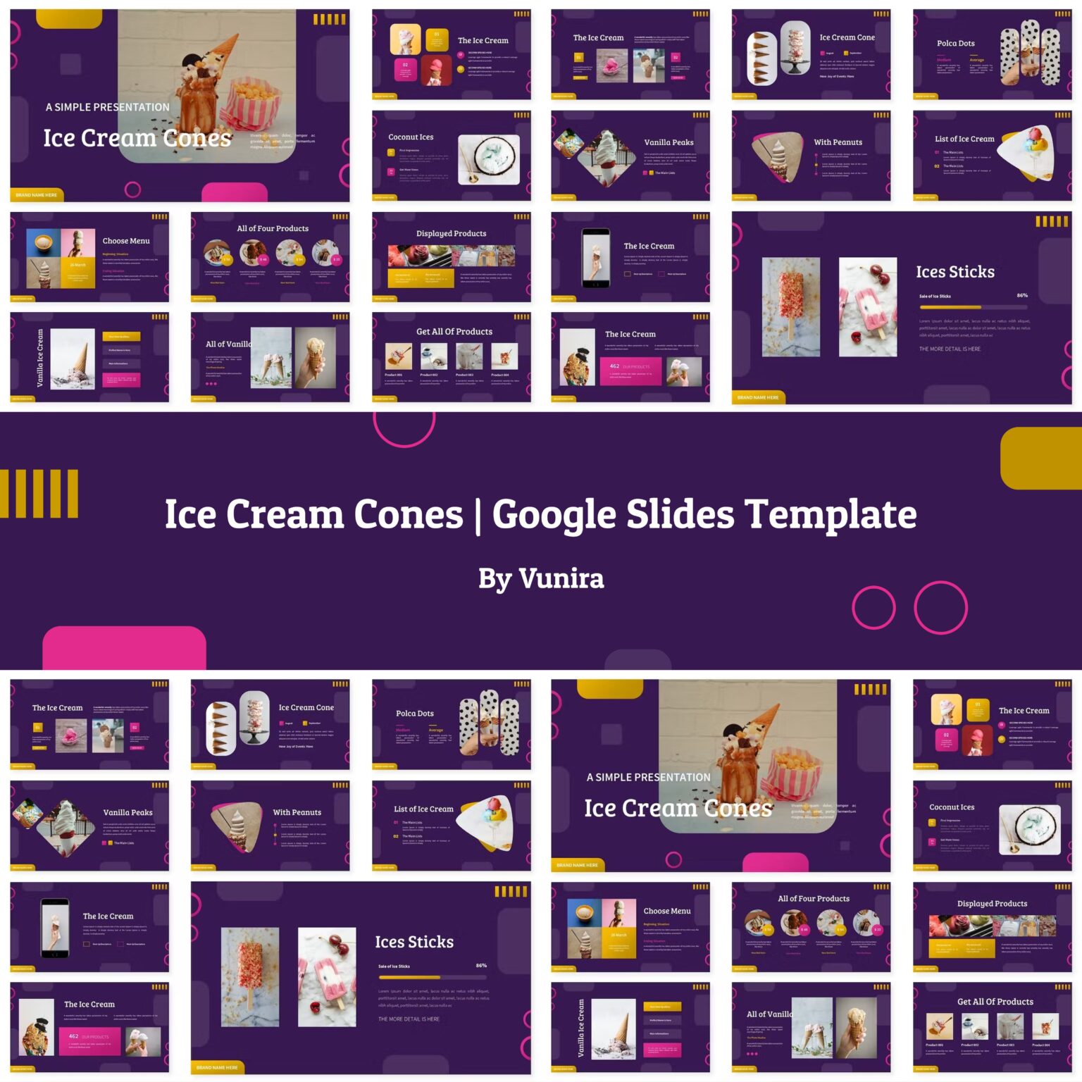 Ice Cream Cones Google Slides Template – MasterBundles
