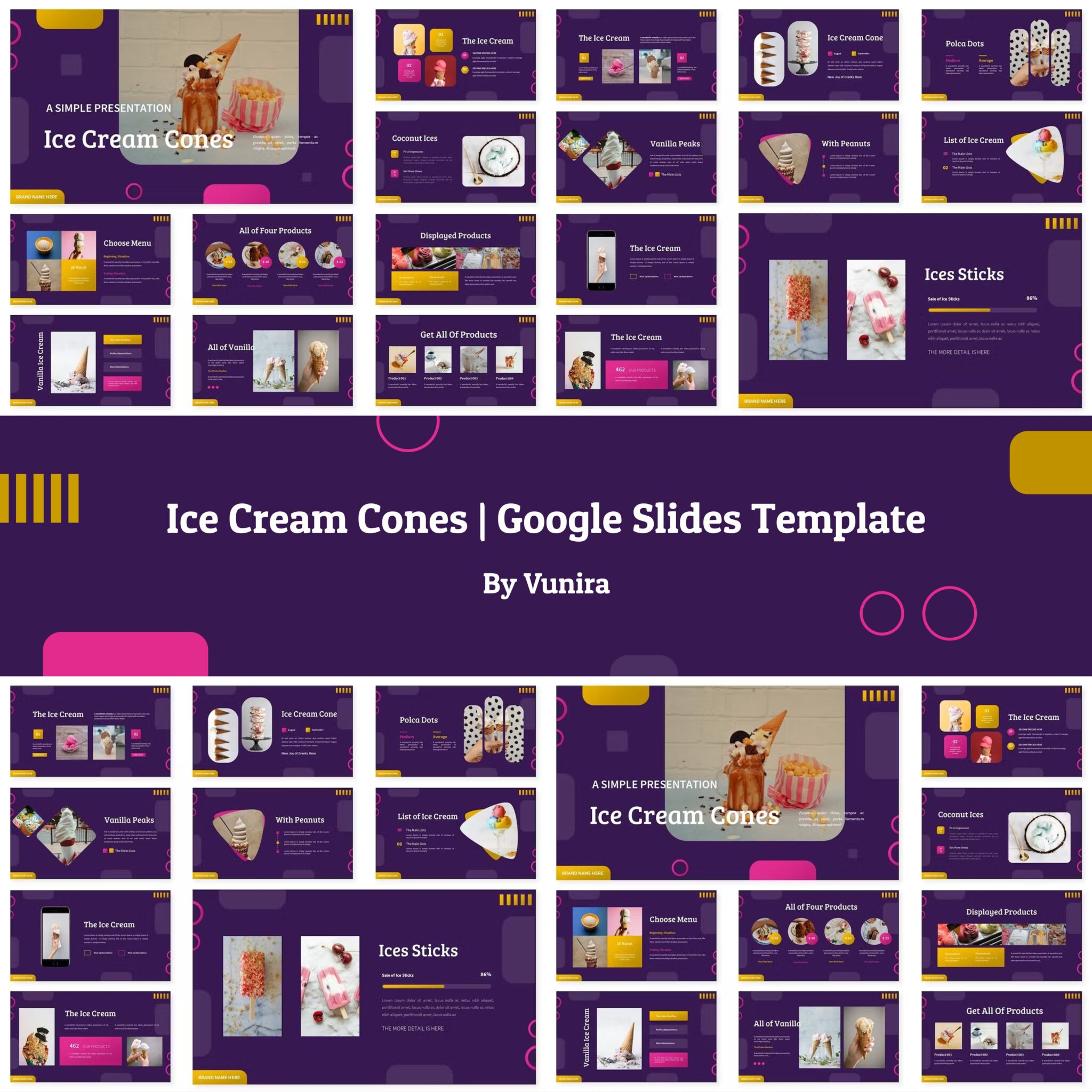 Ice Cream Cones Google Slides Template – MasterBundles