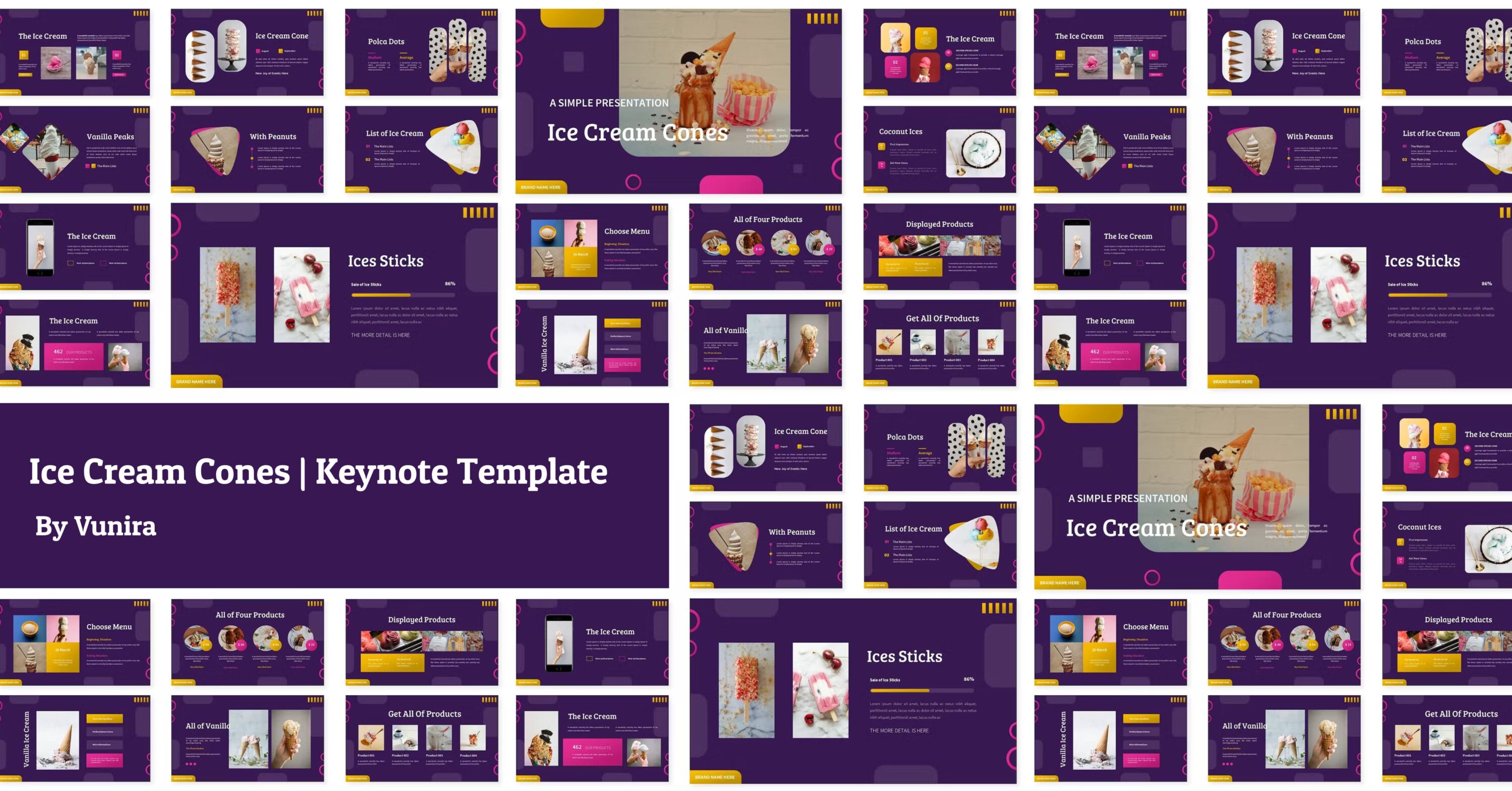 Ice Cream Cones Keynote Template – MasterBundles