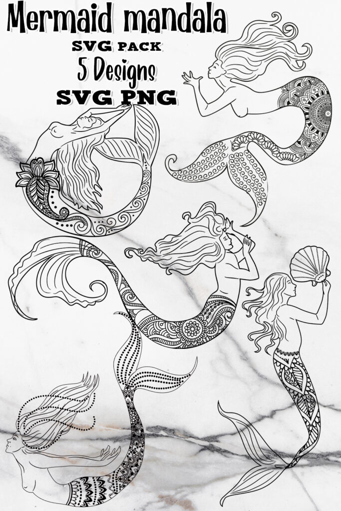 Mermaid Mandala SVG designs – MasterBundles