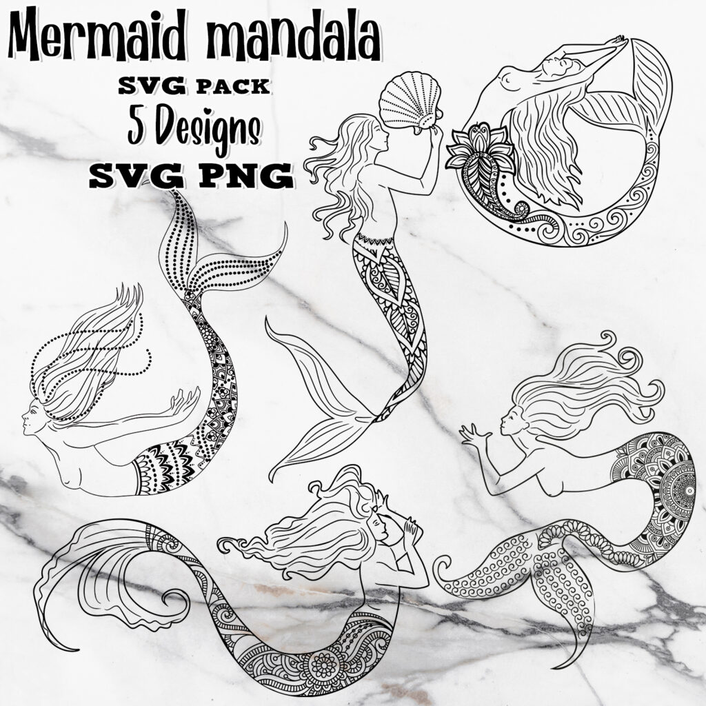 Mermaid Mandala SVG designs – MasterBundles