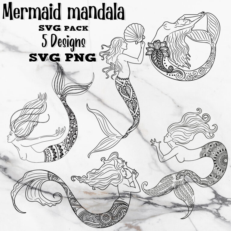 Mermaid Mandala SVG designs – MasterBundles