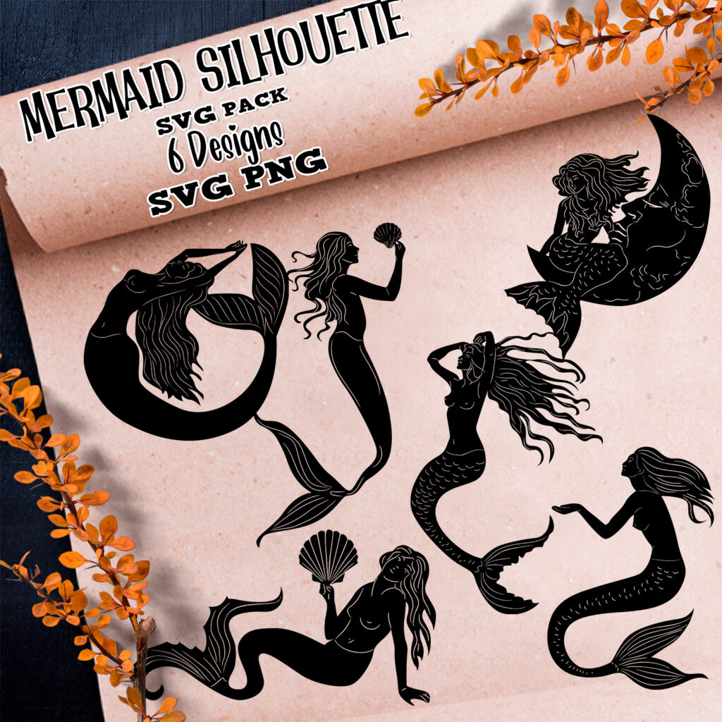 Mermaid Silhouette SVG Files – MasterBundles