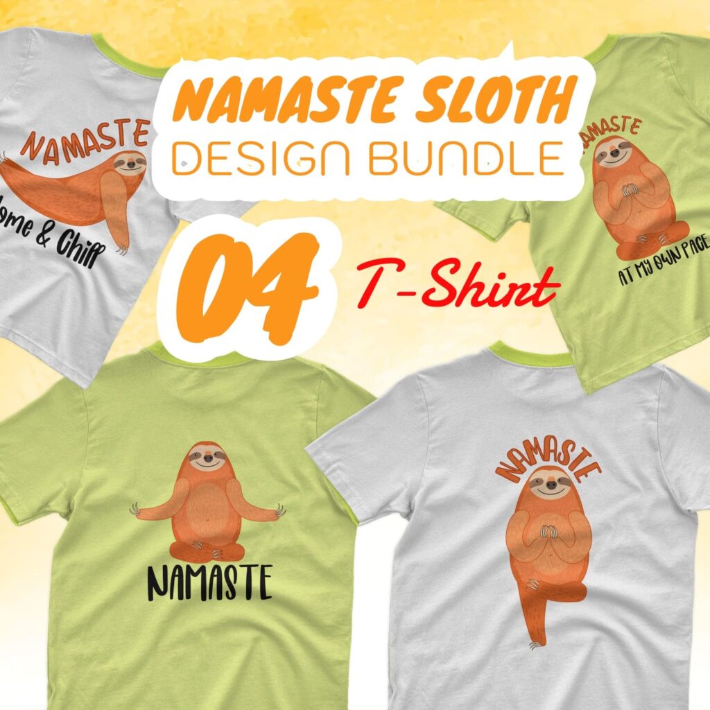 Namaste Sloth SVG T-shirt Designs Bundle – MasterBundles