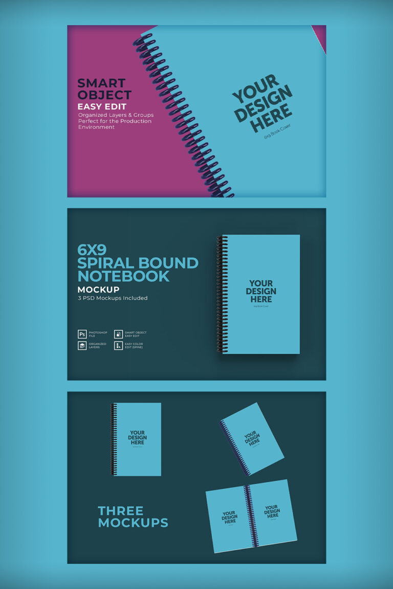 6x9 Spiral Bound Notebook Mockup – MasterBundles