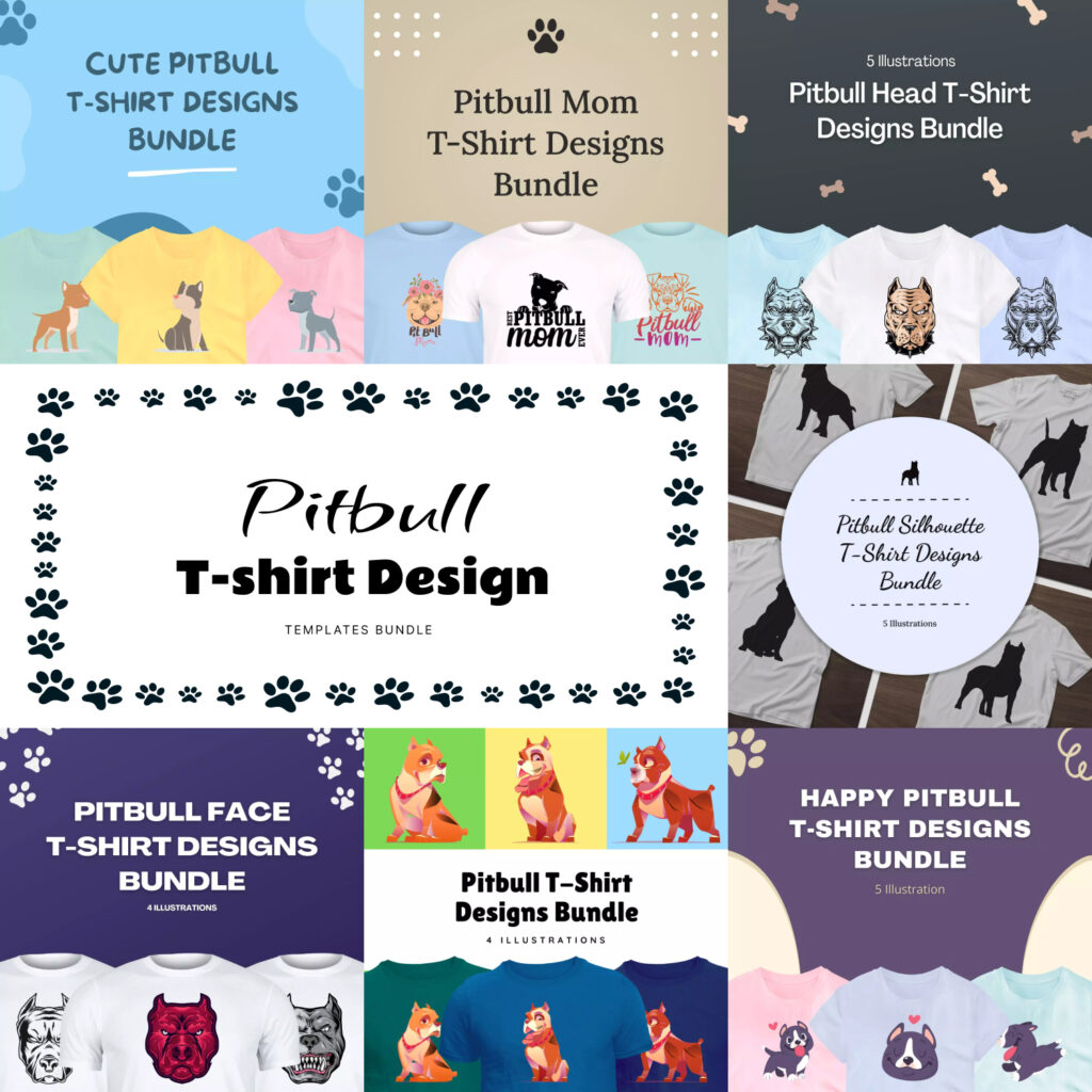 Pitbull T-shirt Design Templates Bundle – MasterBundles