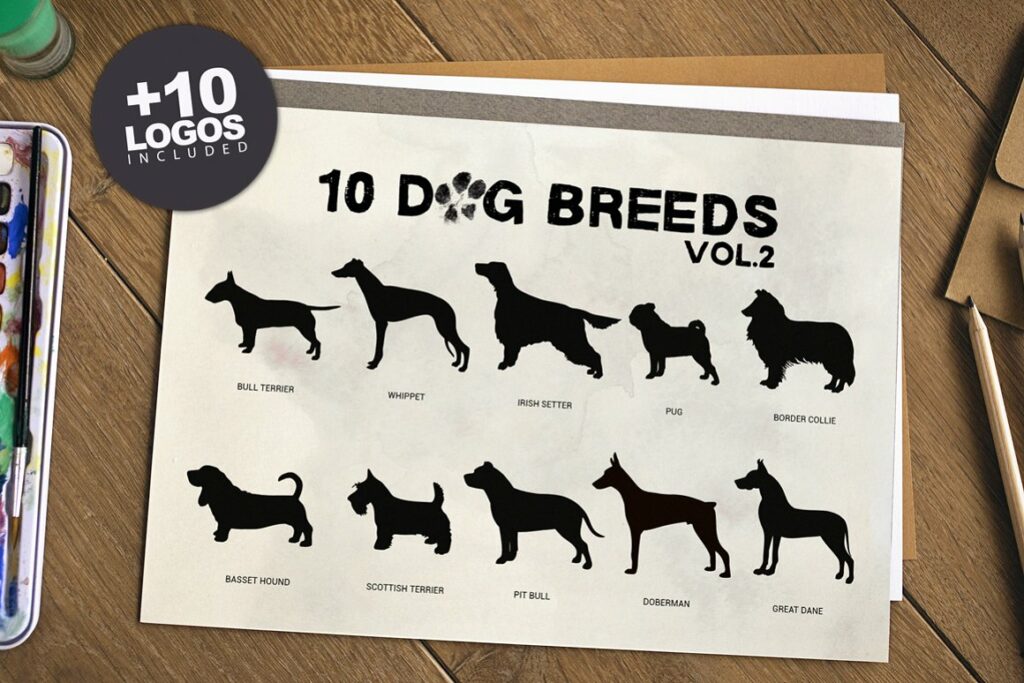 10 Dog Breeds Logos Vol.2 – MasterBundles