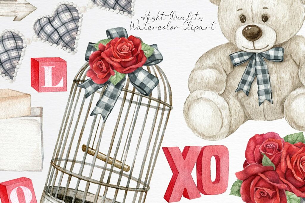 Watercolor Valentines Day Clipart. – MasterBundles