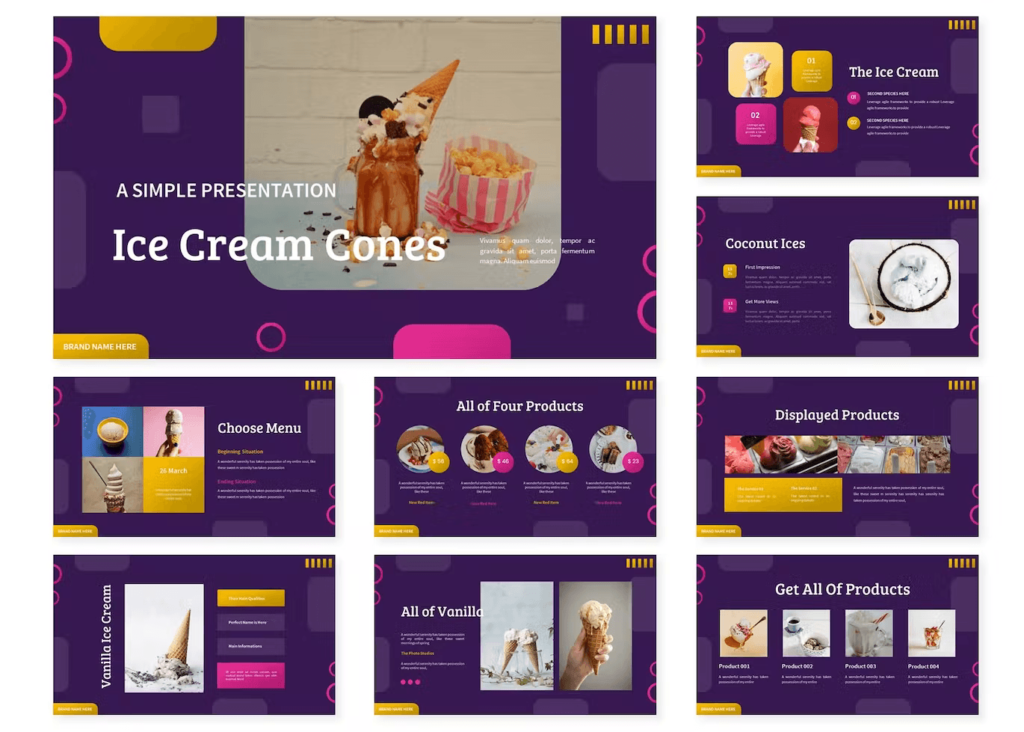 Ice Cream Cones Google Slides Template – MasterBundles