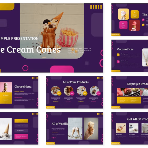 Ice Cream Cones Google Slides Template | Master Bundles