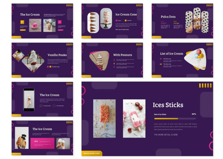 Ice Cream Cones Google Slides Template – MasterBundles