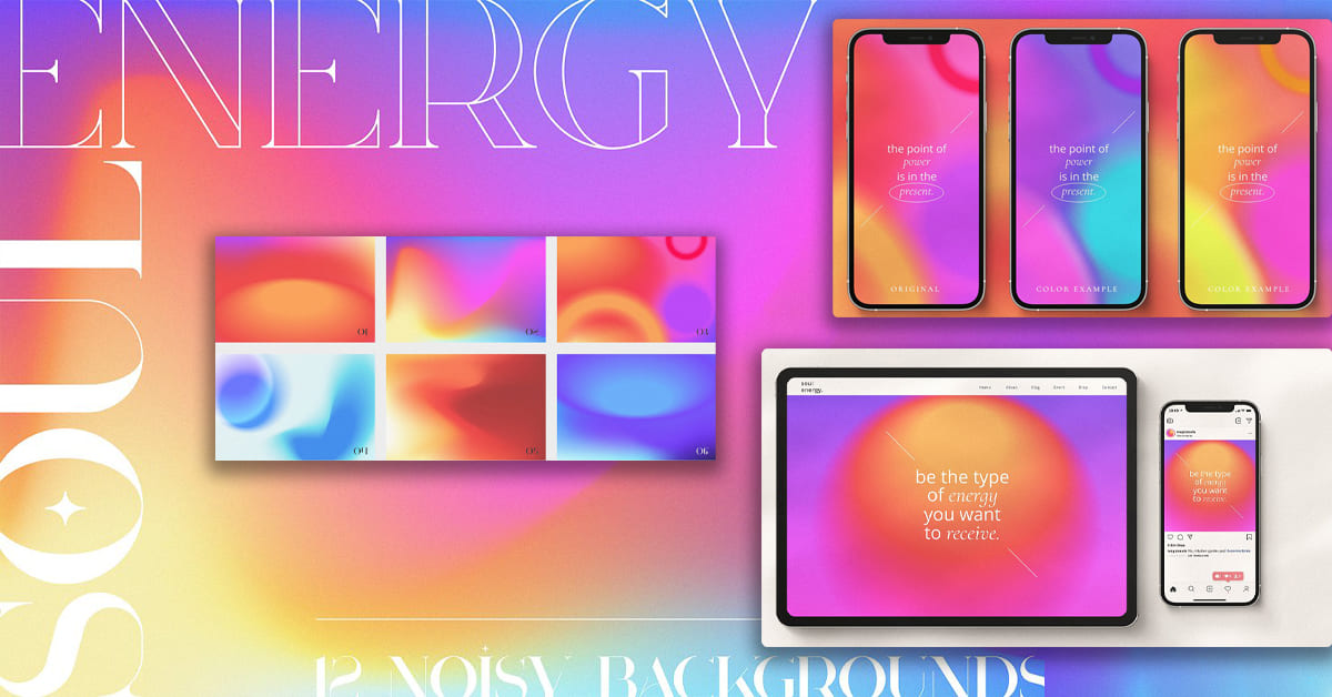 Soul Energy Vibrant Noisy Gradient Backgrounds – MasterBundles